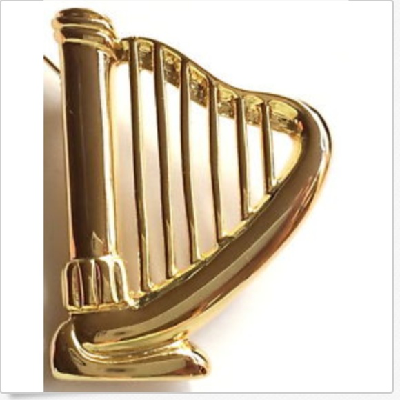Jewelry | Vintage Gold Harp Pin Brooch Celtic Lyre St Patrick Gold ...